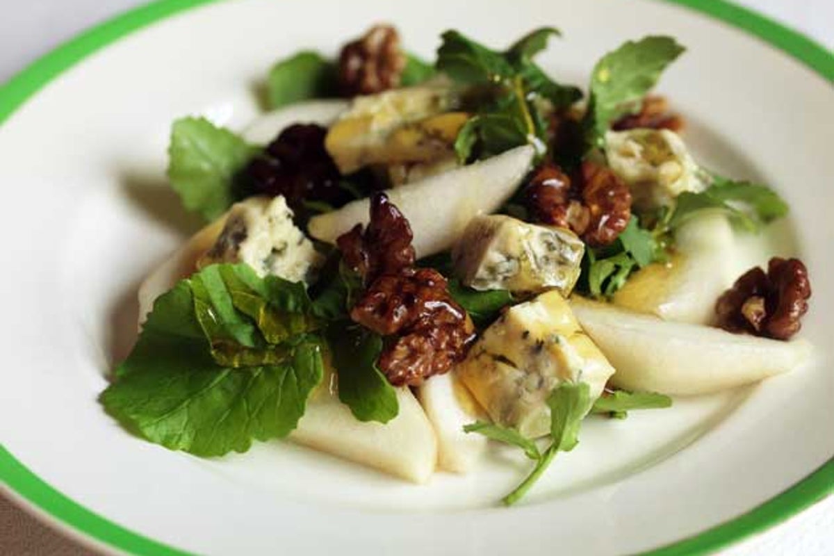 Conference pears with Blue Monday cheese, walnuts and honey | The ...