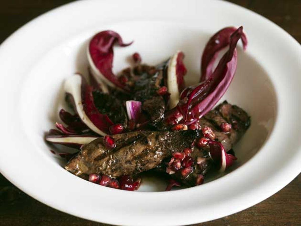 Grilled lamb's liver, Treviso and pomegranate salad | The Independent ...