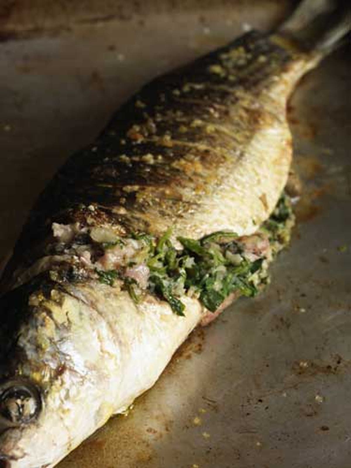 Grey mullet with oyster stuffing | The Independent | The Independent