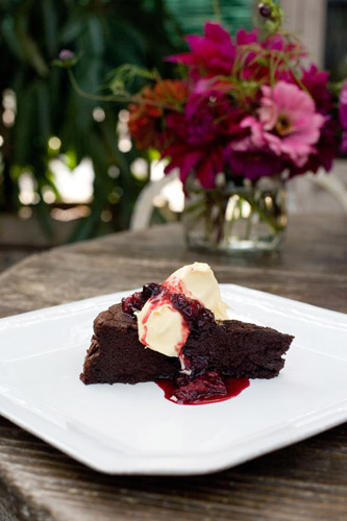 Chocolate cake with damson syrup | The Independent | The Independent