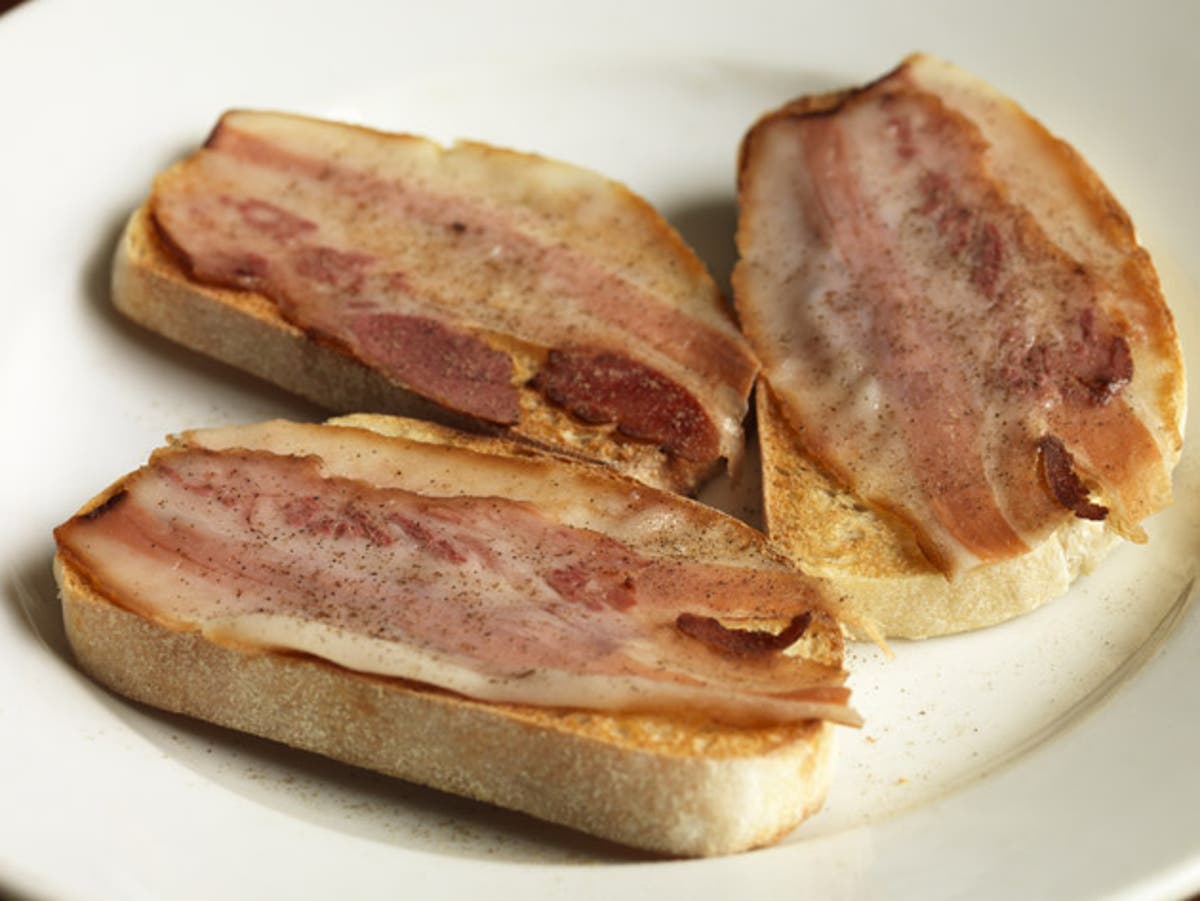 Cured pork cheek on toasted sourdough | The Independent | The Independent
