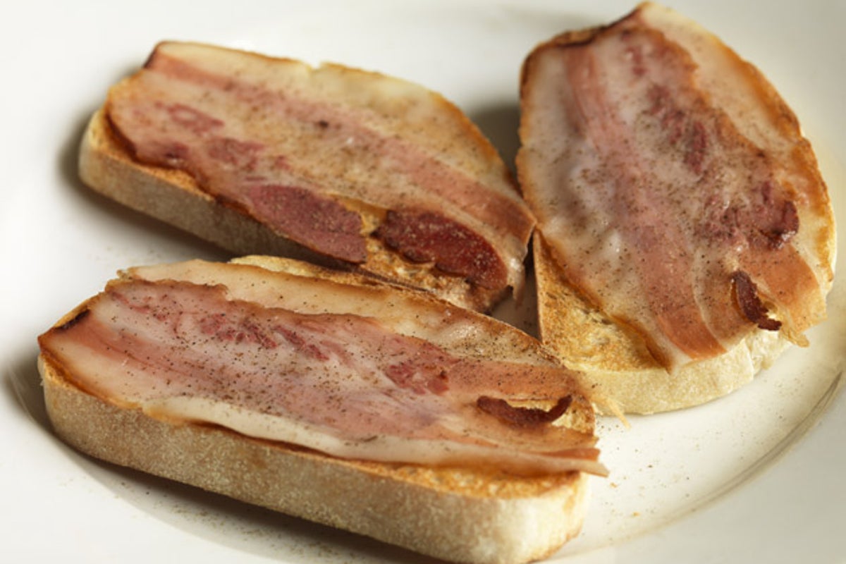 Cured pork cheek on toasted sourdough | The Independent | The Independent