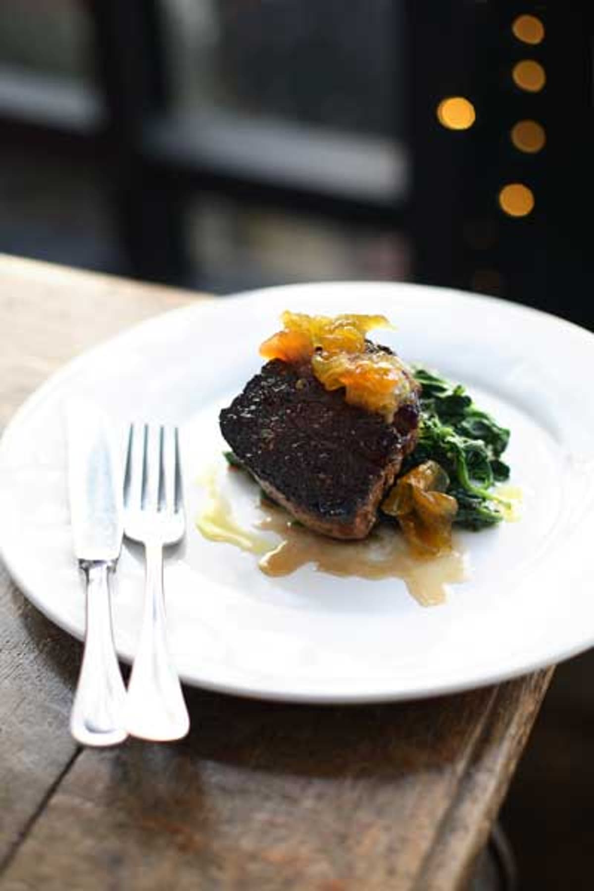 Pan-fried fillet of beef with mustard fruit and chard | The Independent ...
