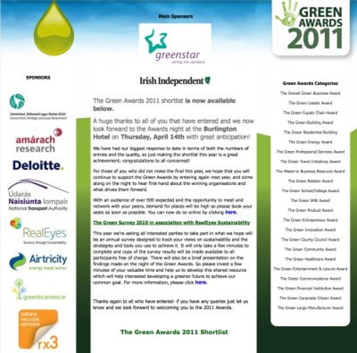 Green agenda: Green Awards honor company sustainability, Earth Day goes ...