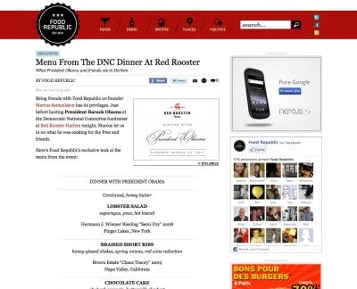 The US President's $30,800 dinner menu | The Independent | The Independent