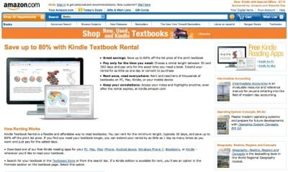 Amazon ships Kindle off to school with the launch of rental e-textbooks ...