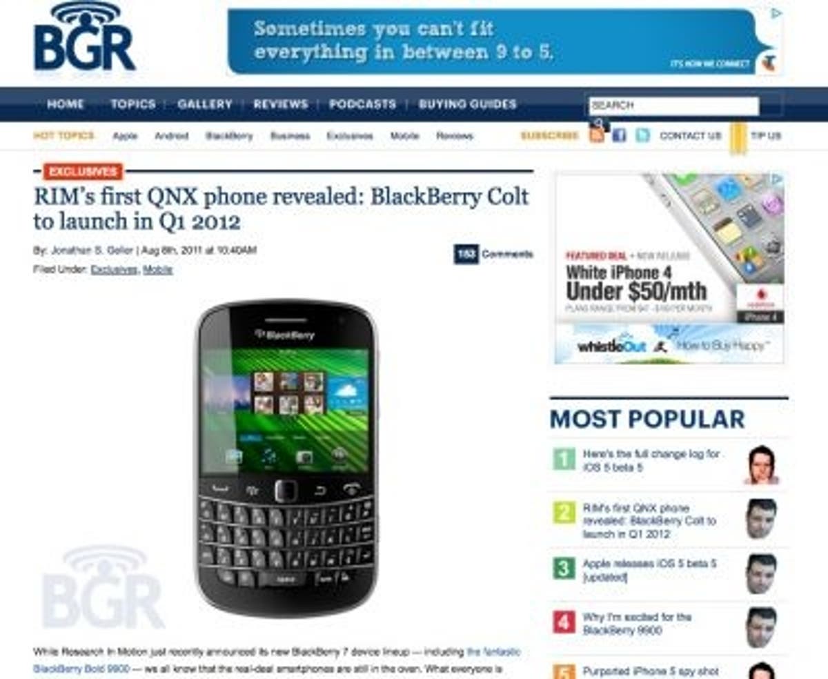 Details of RIM's first QNX-based "Colt" smartphone leaked | The ...