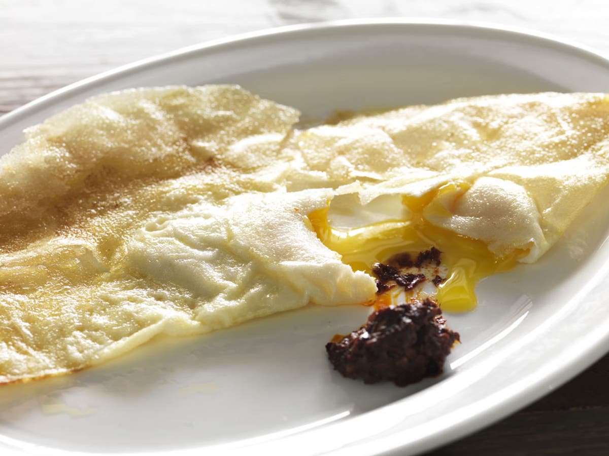 Brik with duck's egg and harissa | The Independent | The Independent