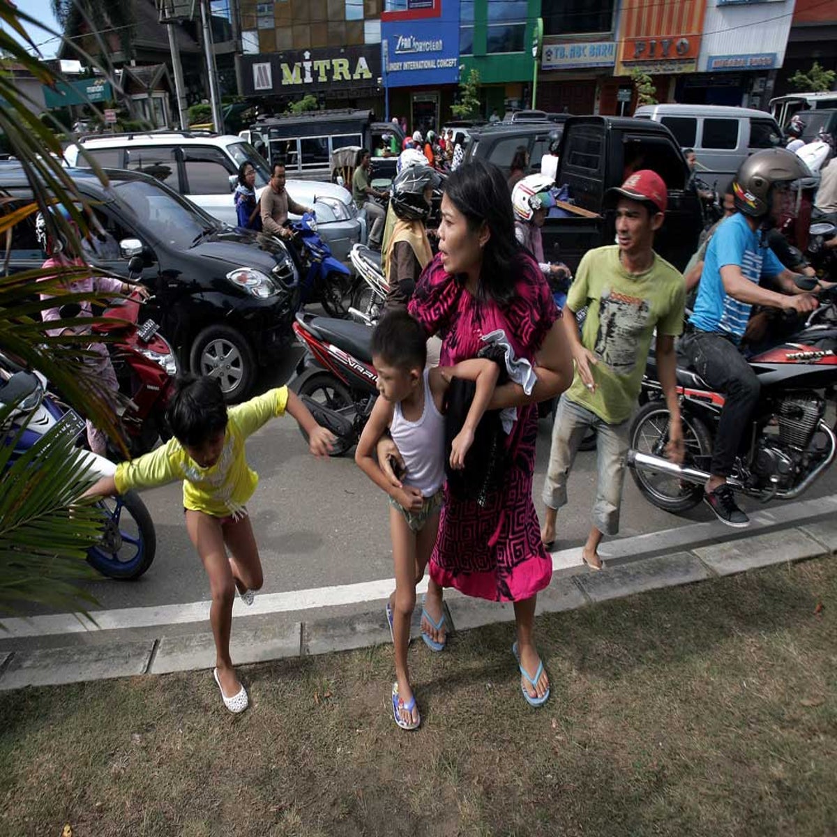 People Running Away During Earthquake