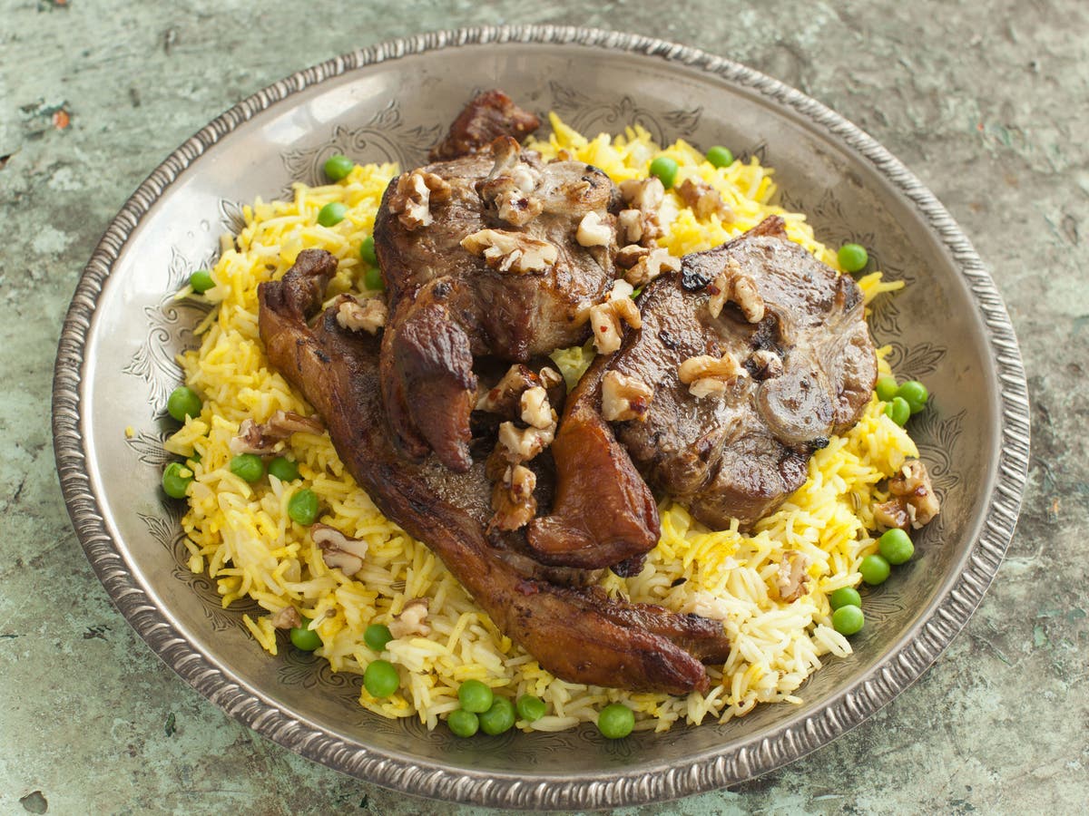 Lamb with saffron rice and walnuts | The Independent | The Independent