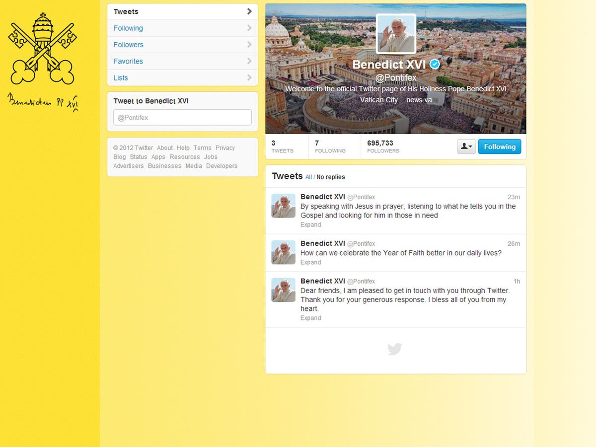 The Pope may have joined Twitter over a week ago, but he's only just ...