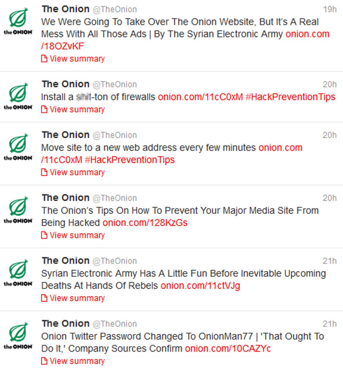 Cyberwars: 'The Onion' runs rings round its Twitter feed hackers | The ...