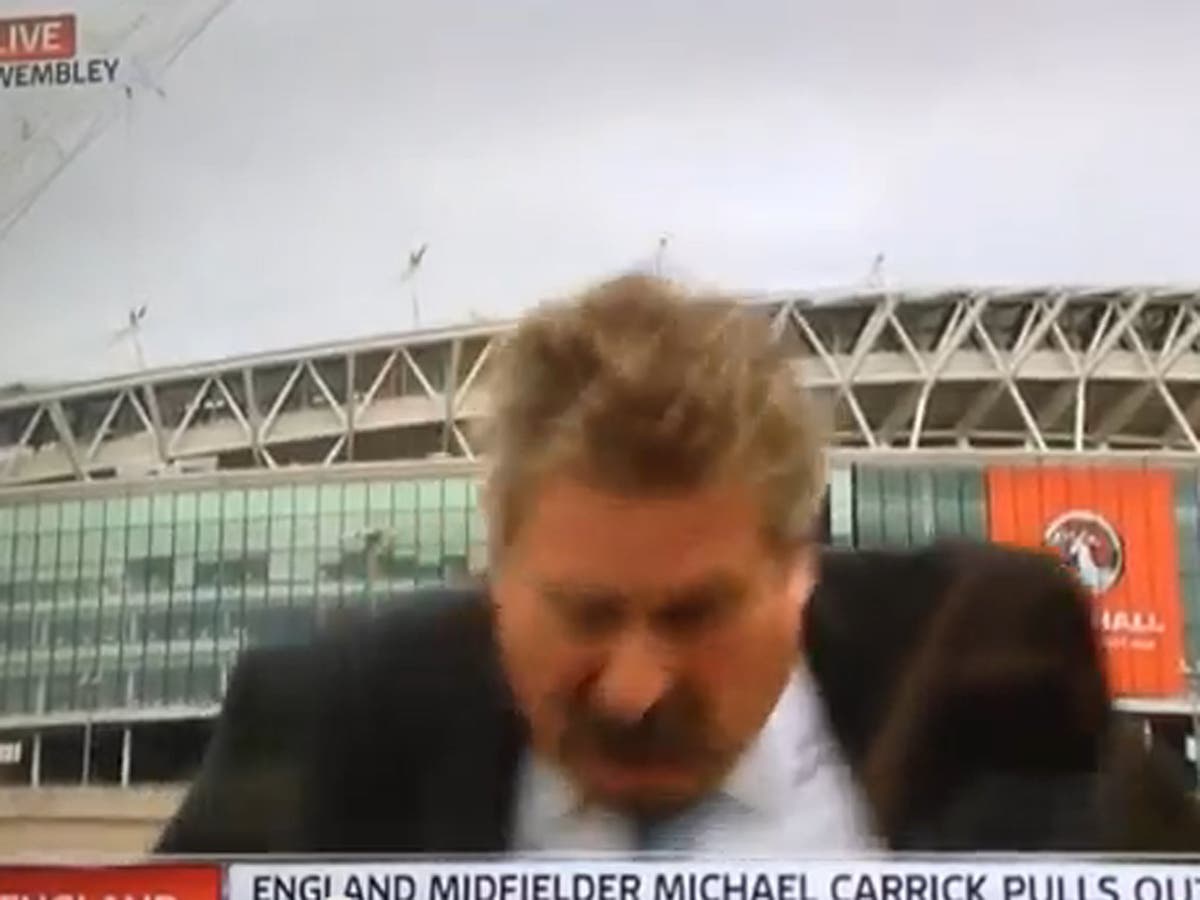 England v Scotland: Sky Sports News reporter Nick Collins falls from ...