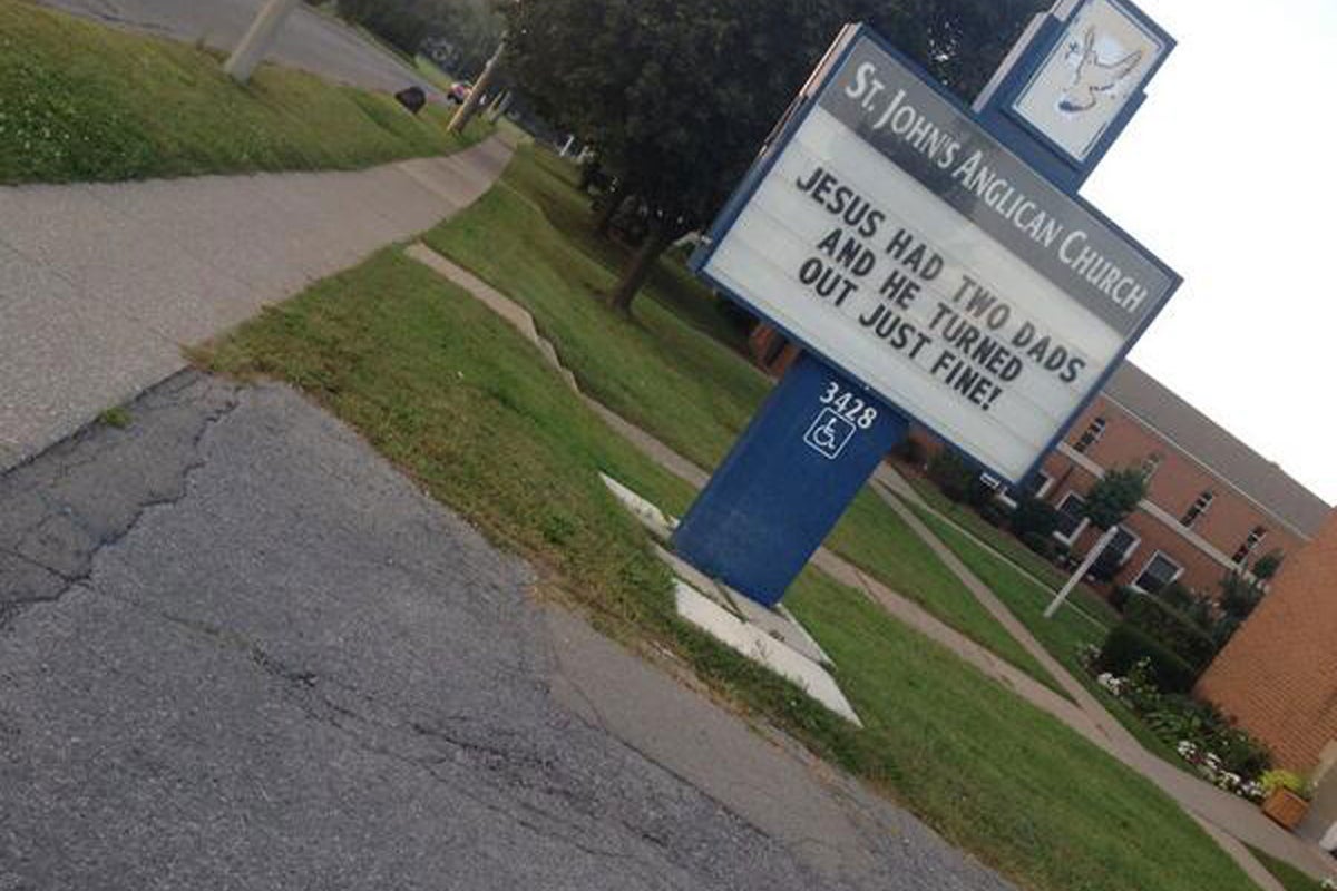 'Jesus had two dads and he turned out just fine' - church sign ...