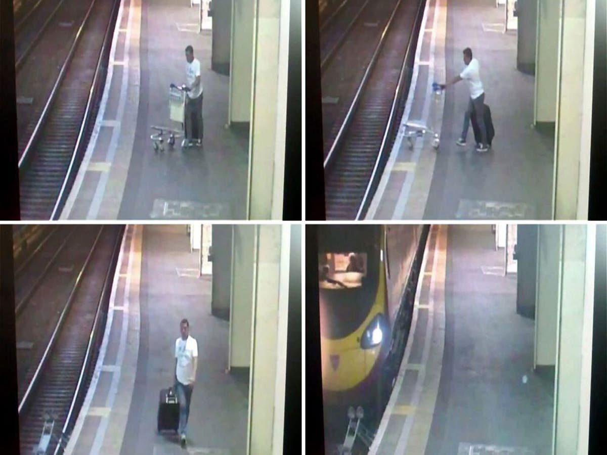 Shocking footage shows man pushing trolley onto tracks in front of ...