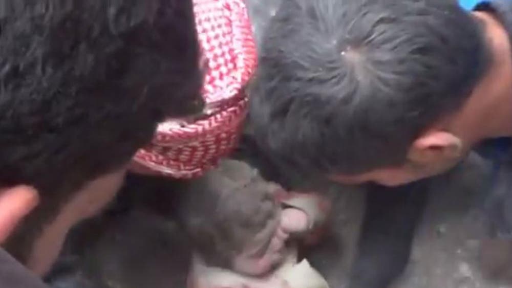 Astonishing video shows moment Syrian toddler pulled alive from rubble ... Astonishing video shows moment Syrian toddler pulled alive from rubble ...