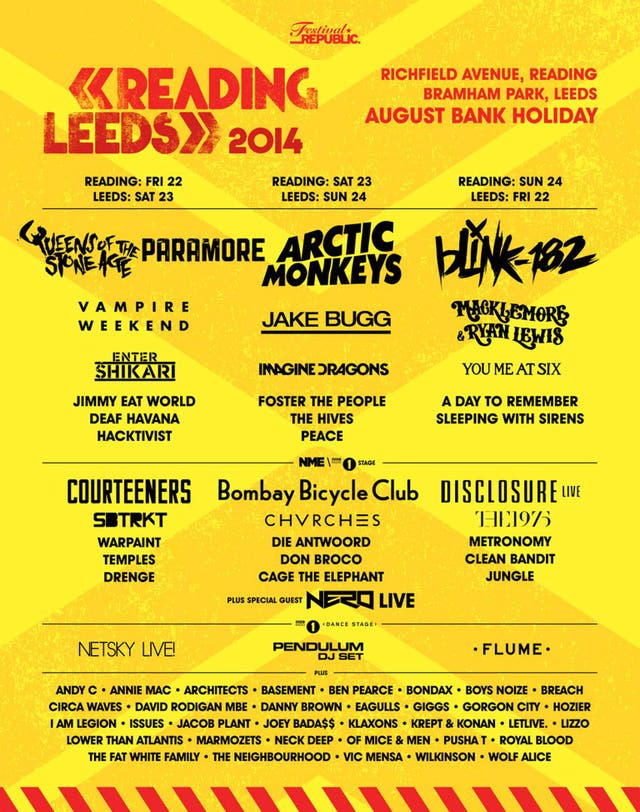 Reading line-up 2014: Paramore, QOTSA and more confirmed for Reading ...