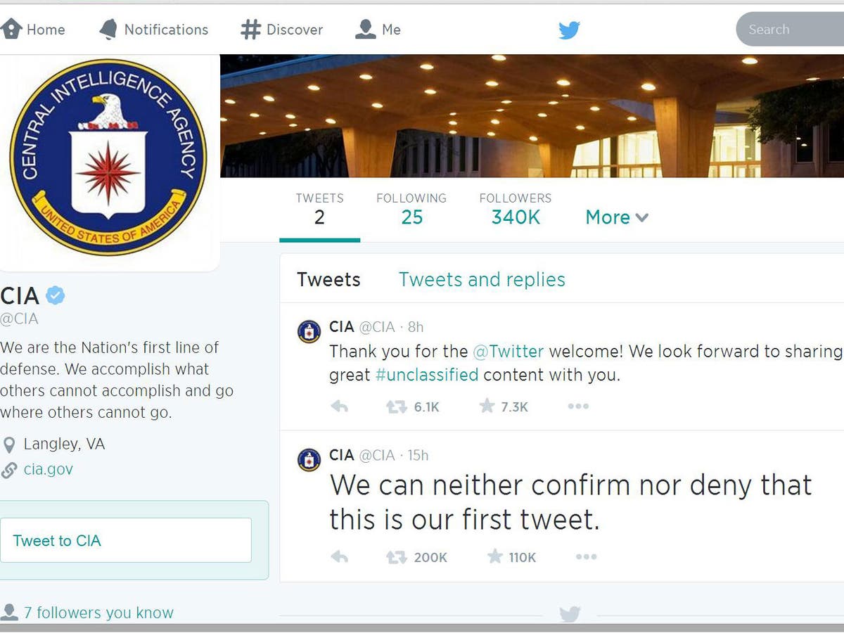 CIA joins Twitter, and opens with charm offensive | The Independent ...