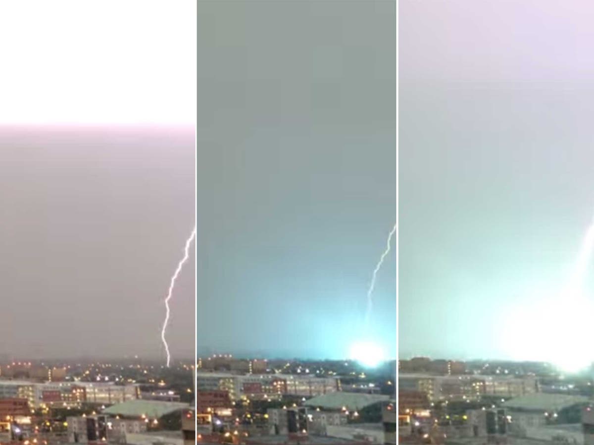 Video: Man captures epic lightning strike on film | The Independent ...
