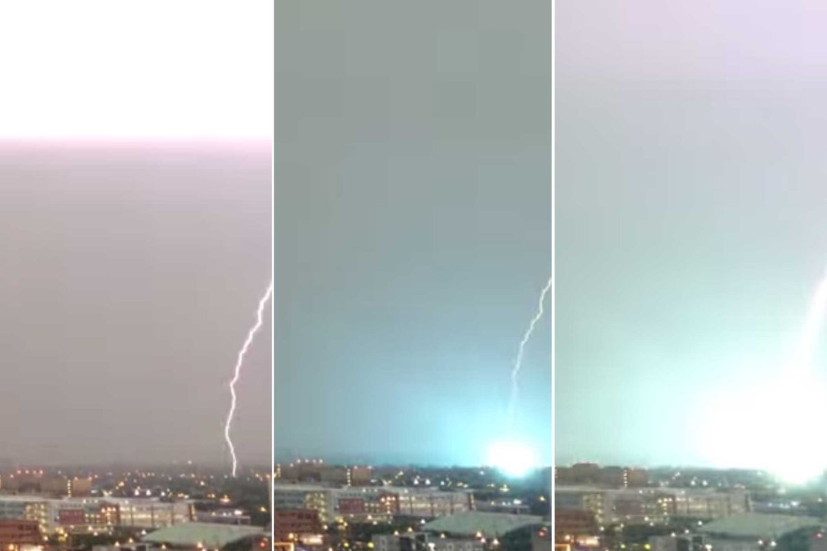 Video: Man captures epic lightning strike on film | The Independent ...