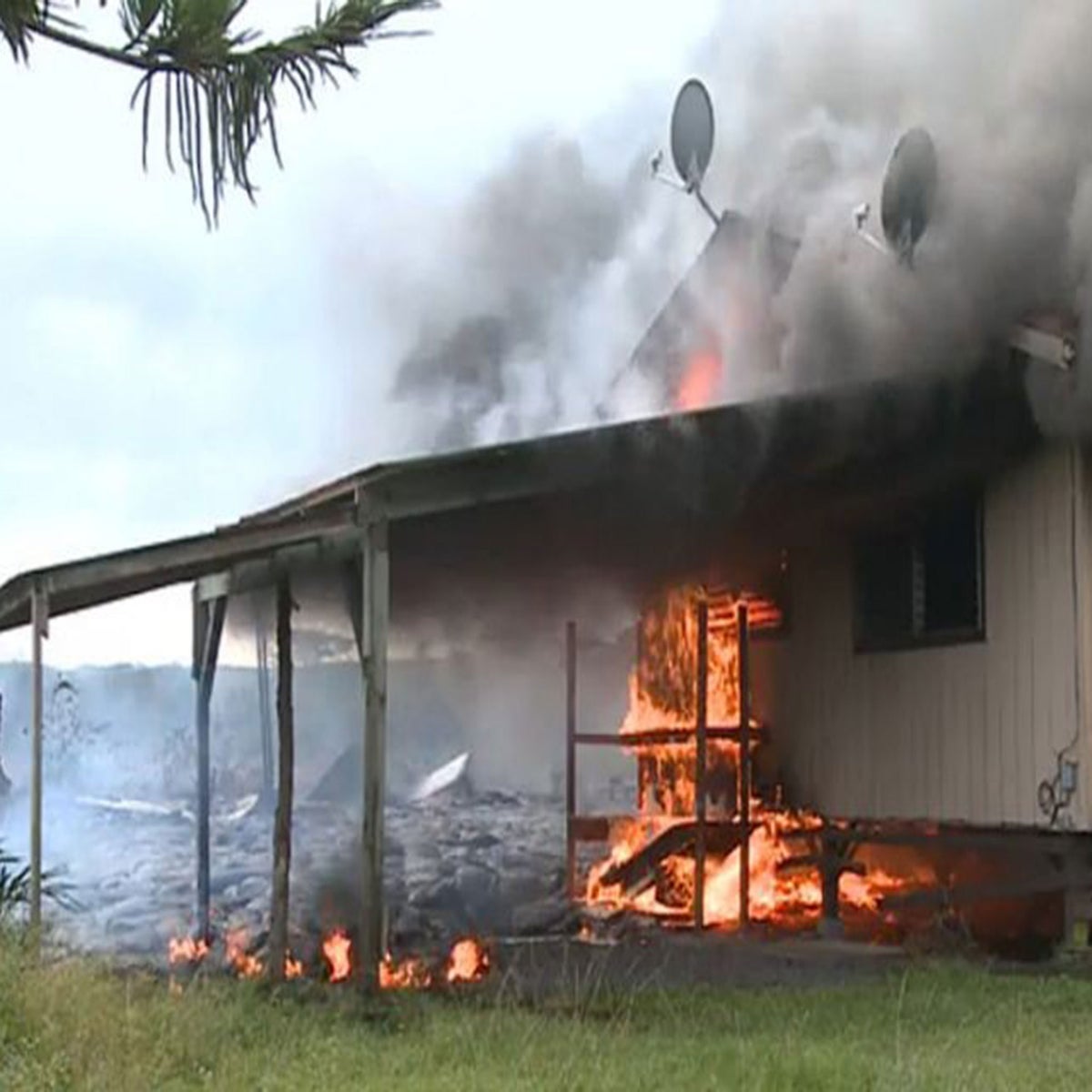 Lava Destroys Buildings Hawaii Volcano: Aerial Views Show Slow Moving