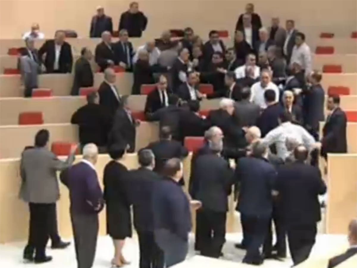 Watch politicians fight in Georgia's Parliament | The Independent | The ...