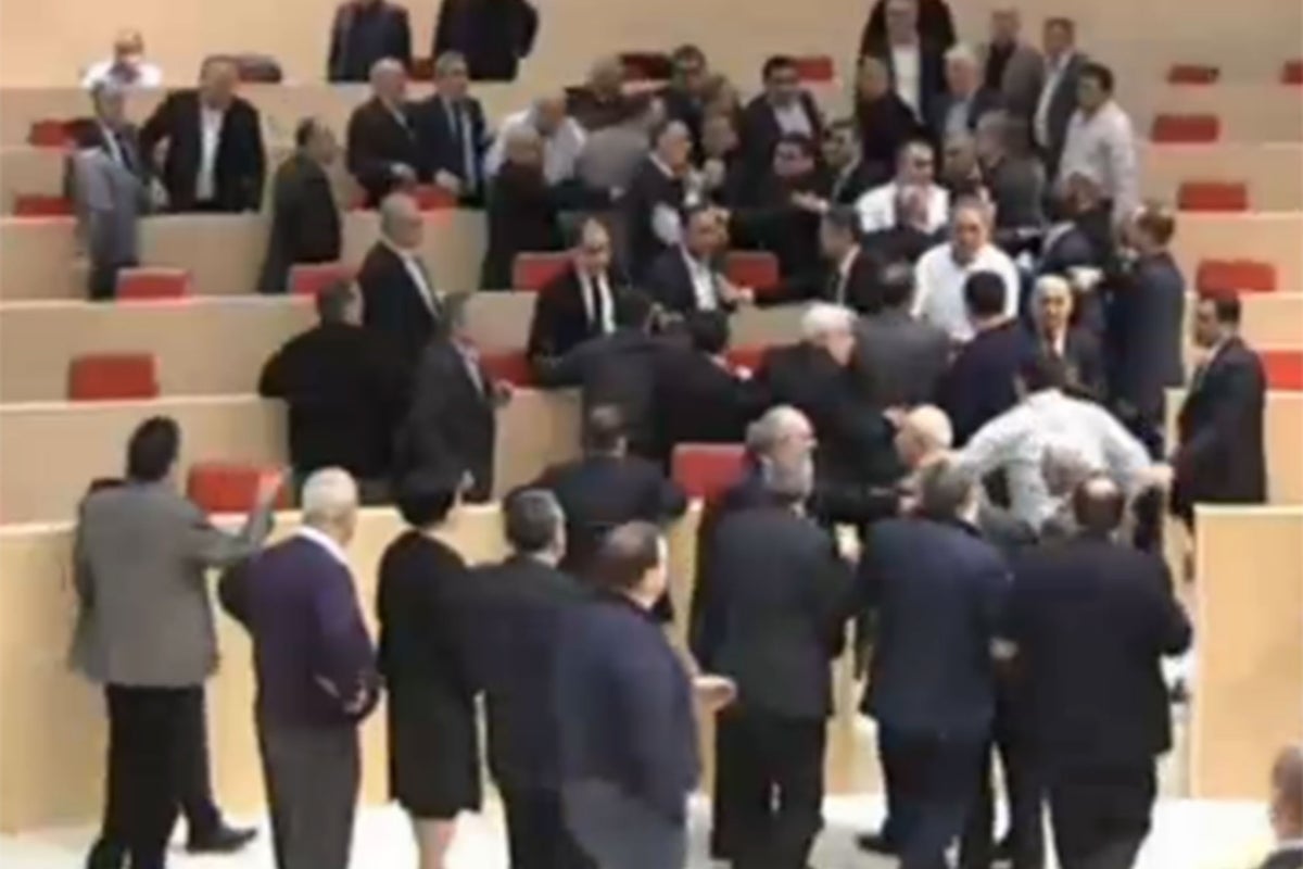 Watch politicians fight in Georgia's Parliament | The Independent | The ...