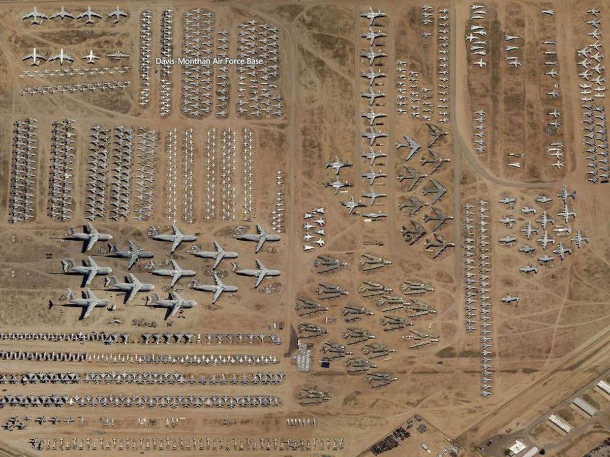 World's largest plane graveyard of US military fighters in desert can ...