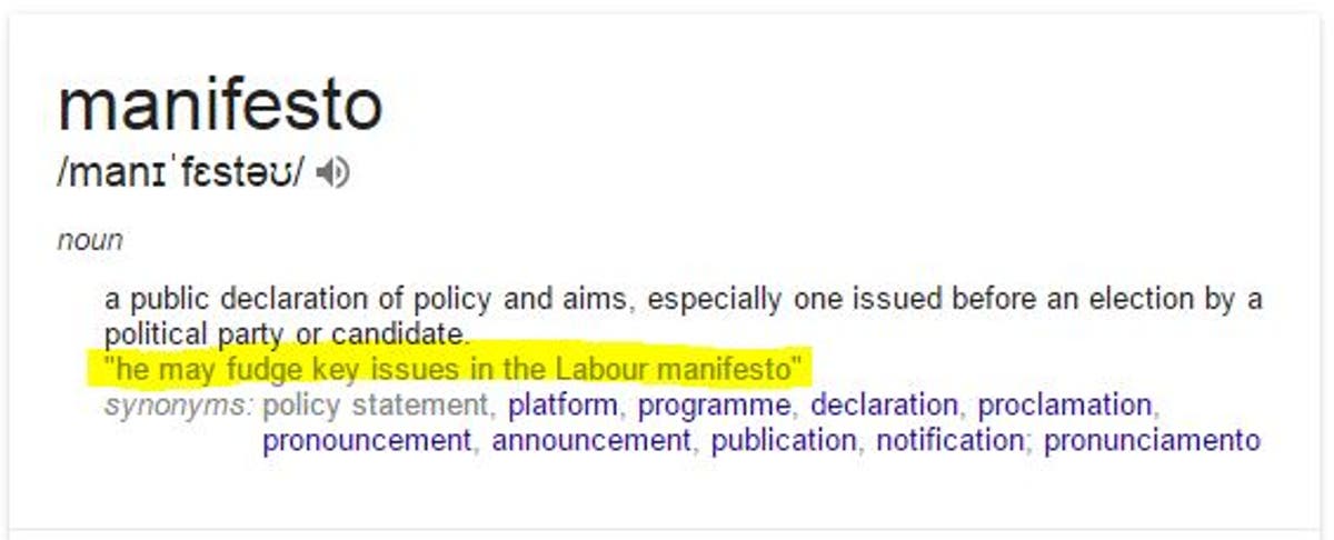 Google's definition of manifesto doesn't bode well for Labour voters ...