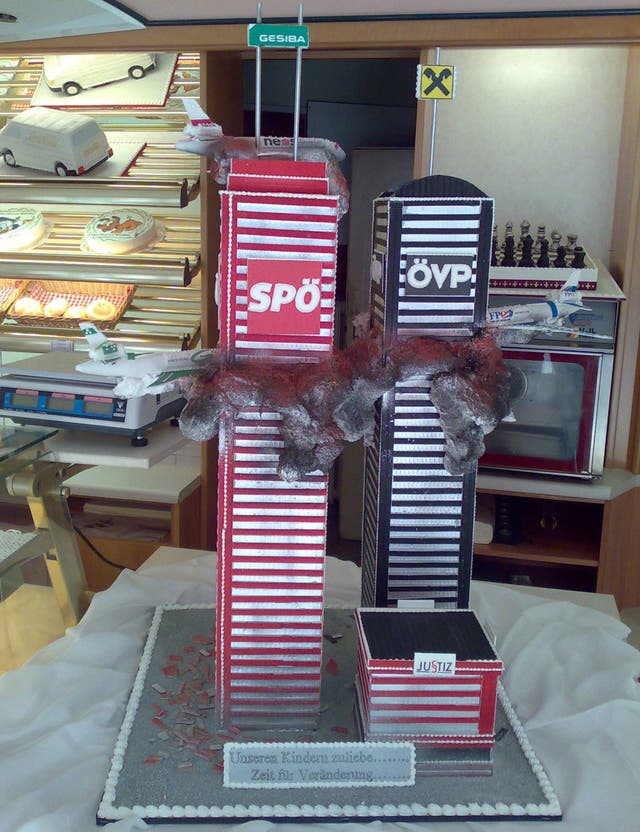 Twin Towers cake depicting 9/11 attack causes controversy in Austria ...