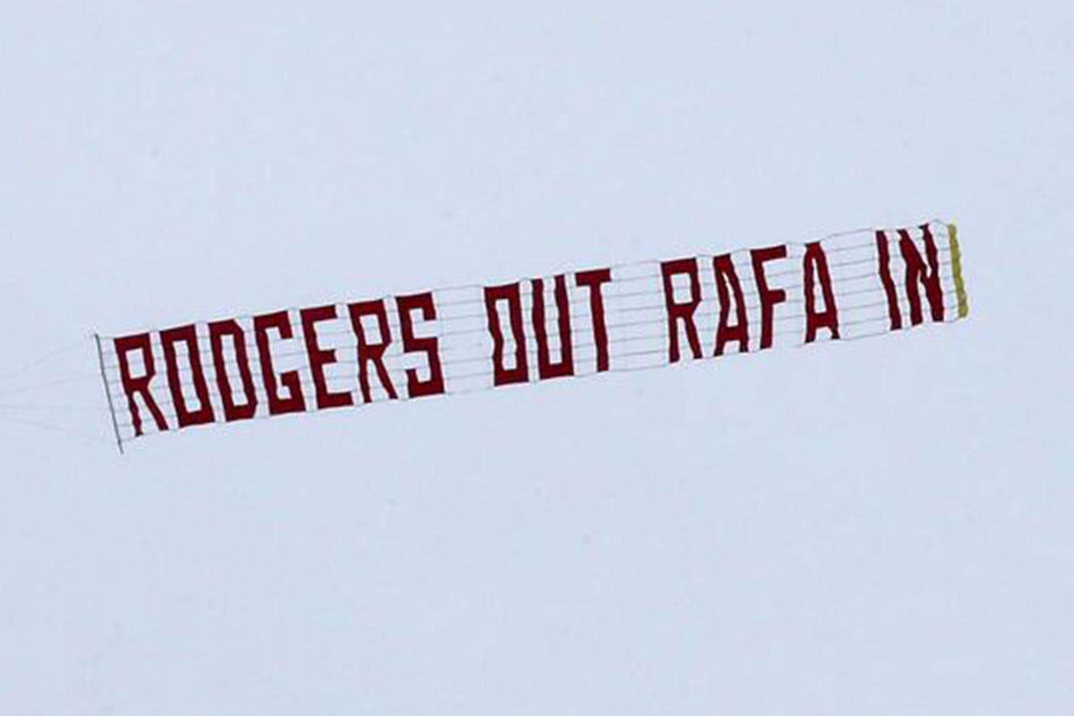 Liverpool banner: Fans call for Brendan Rodgers to be sacked with ...