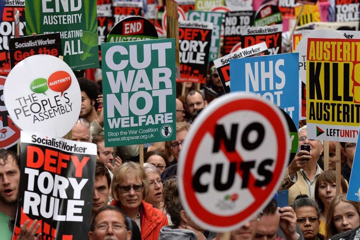 Anti-austerity protest: 'David Cameron is a robot made of ham' and ...