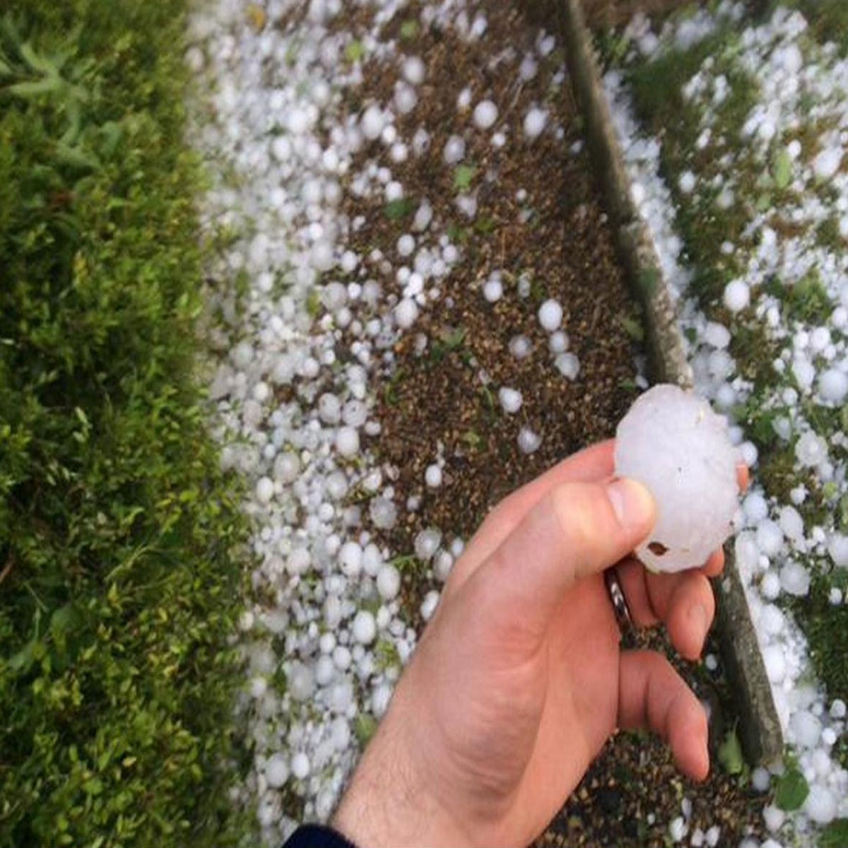 Large Hail Storm Giant Hail, Strong Wind Gusts Lash Parts Of
