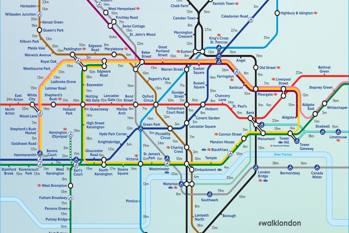 Tube strike: This walking map tells you how long it takes to get ...