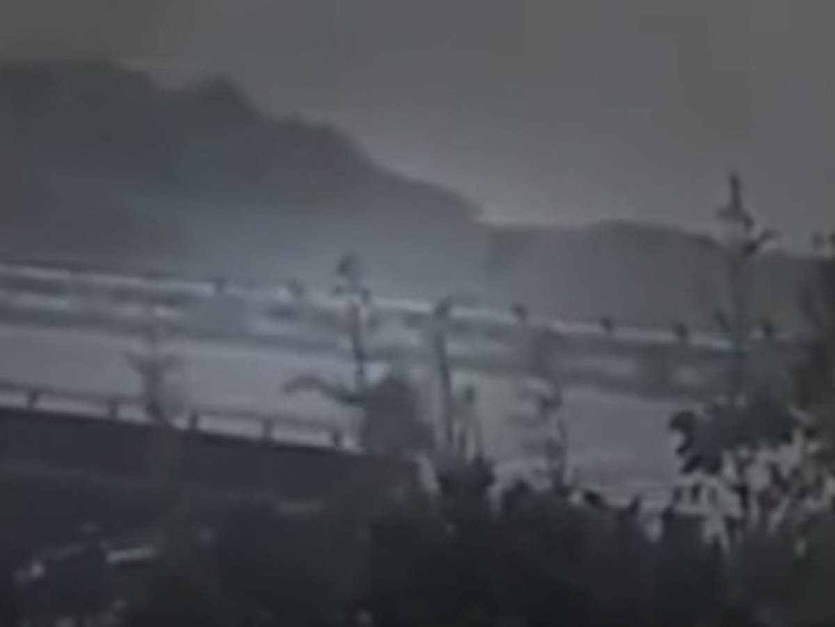 Video shows bridge collapse in China while man is riding over it | The ...