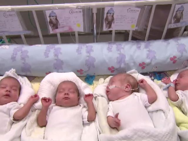 World's oldest mother of quadruplets introduces her babies to the world ...
