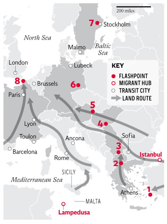 EU migrant crisis: Map shows how road to Europe represents danger at ...