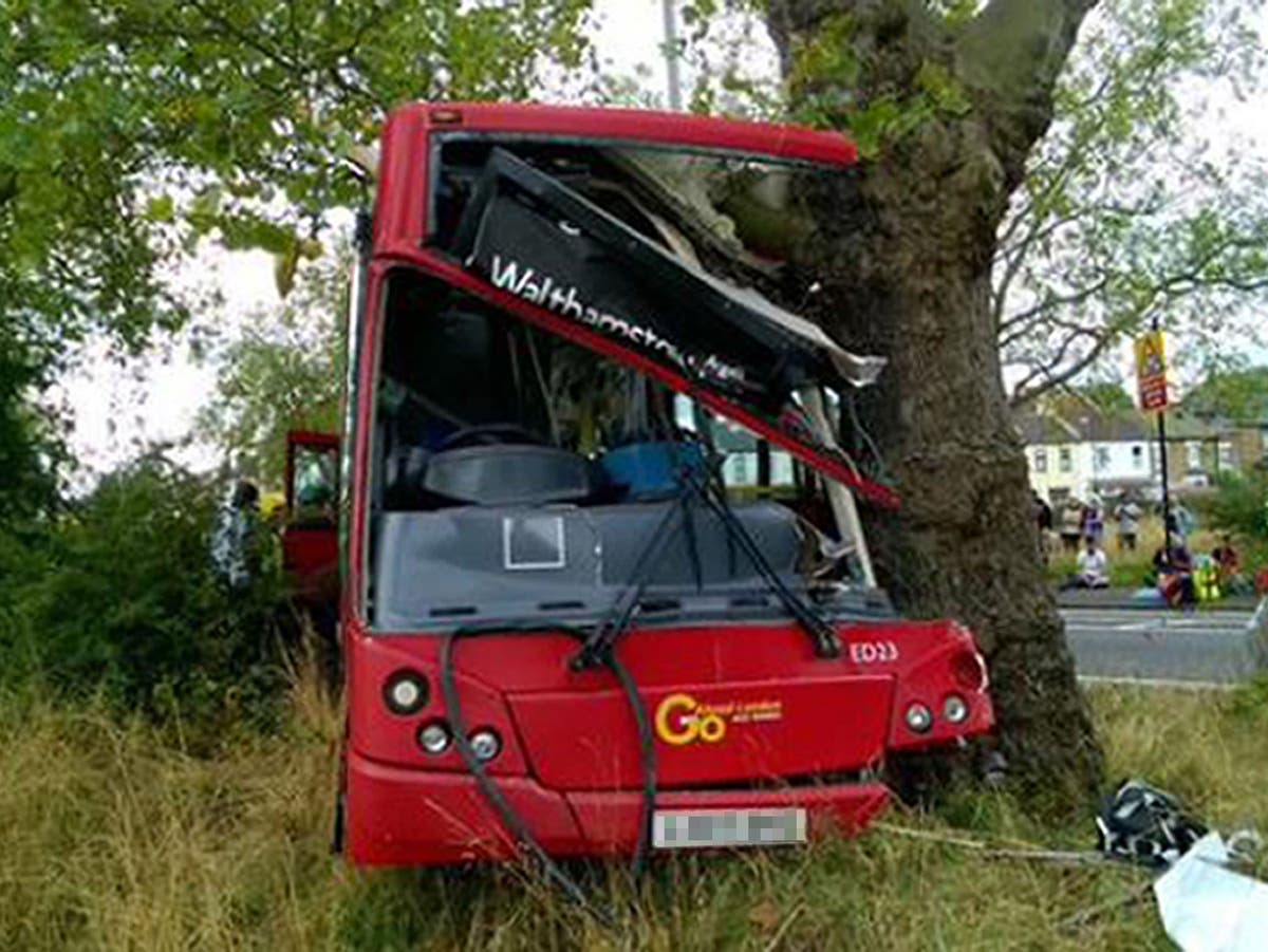 London bus crash: 10 passengers in hospital after driver hits tree ...
