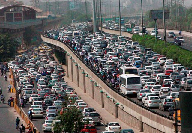 Is this the biggest traffic jam ever? Extraordinary 26-lane gridlock ...