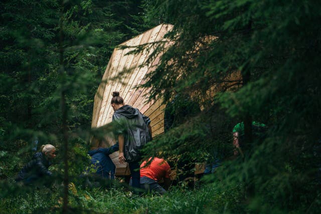 Some students built a giant wooden megaphone so they can listen to the ...