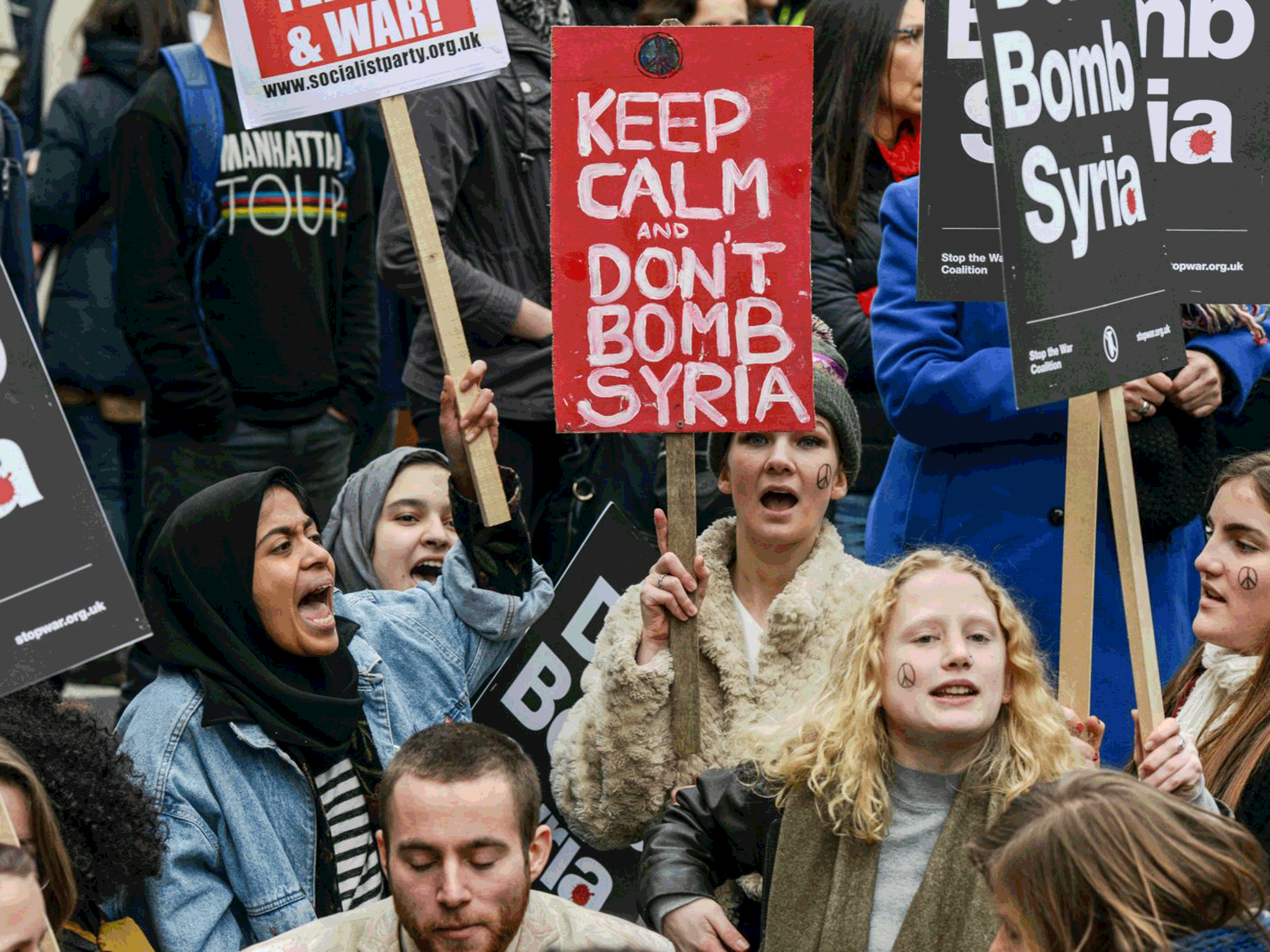 Thousands protest against Syria air strikes as Stop the War Coalition ...