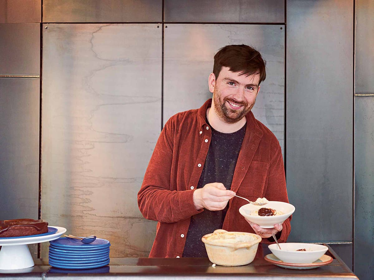 Stevie Parle: One-bowl chocolate cake; Red-wine pear, orange curd and ...