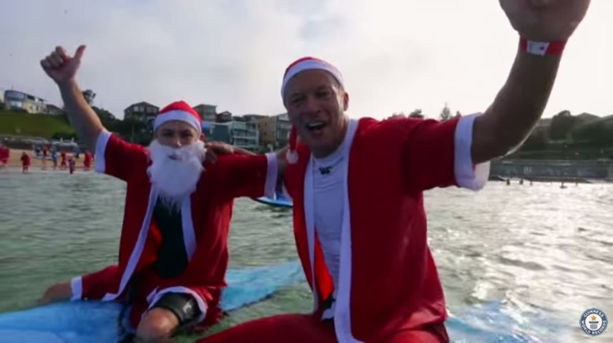 Surfing Santas set new world record in Australia | The Independent ...
