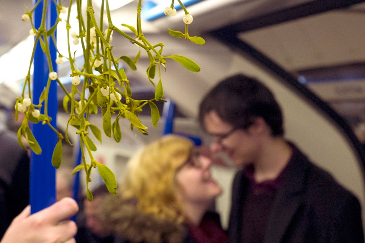 Mistletoe appearing all over the Tube sparks smiles and awkwardness on ...