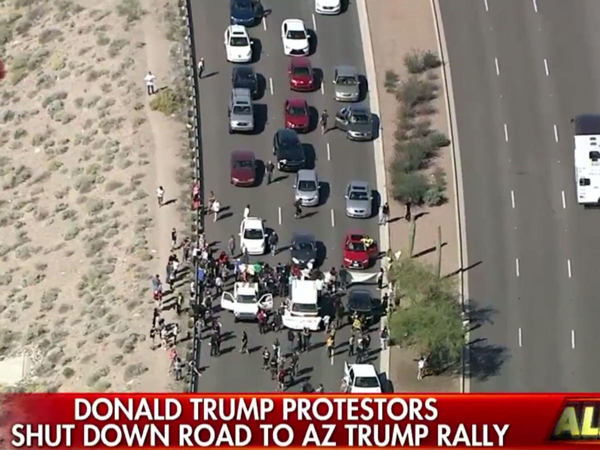 Donald Trump: Protesters shut down highway to block people from getting ...