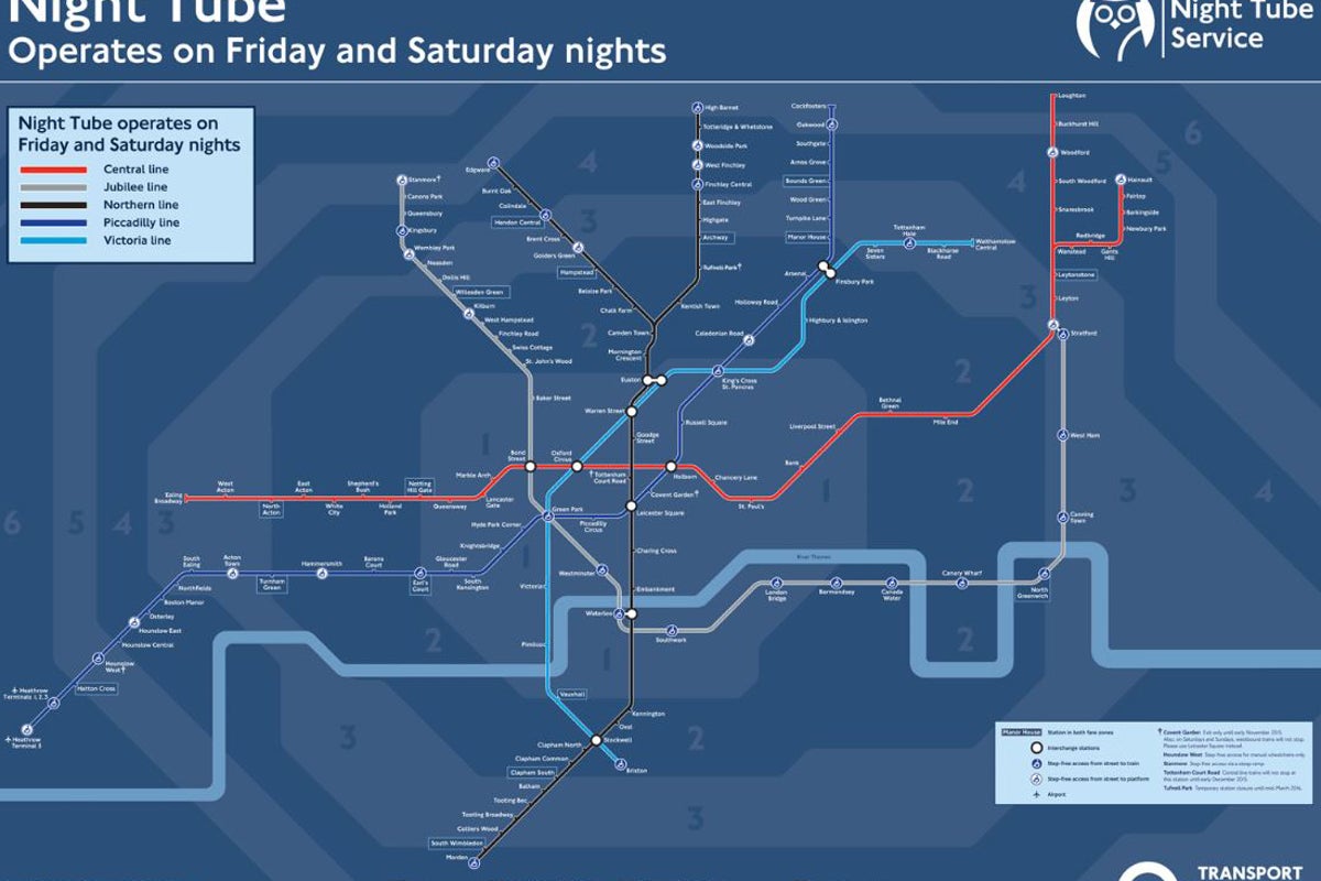 Night Tube map: The stations and lines included in London Underground ...