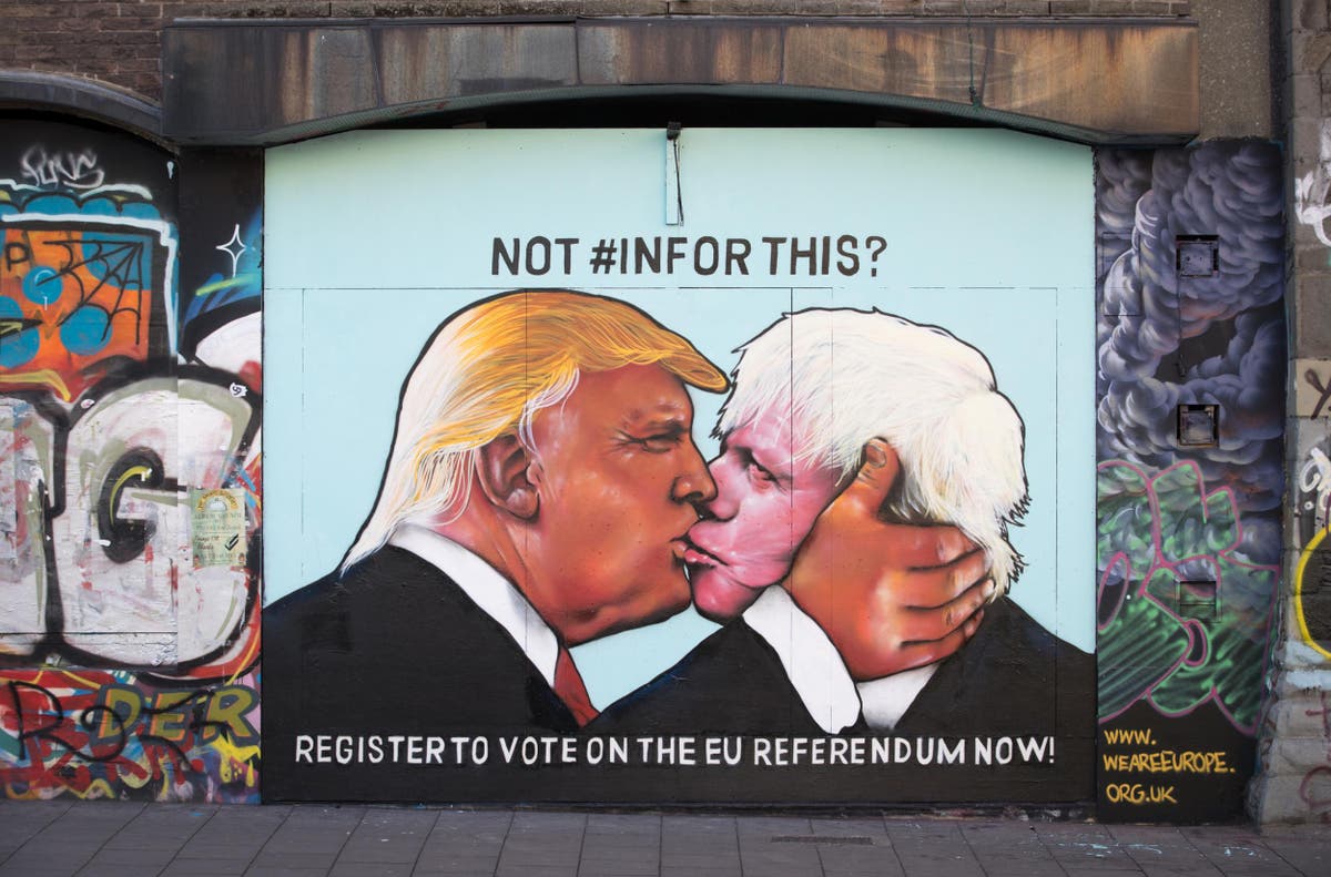 Mural of Donald Trump kissing Boris Johnson appears in Bristol | The ...