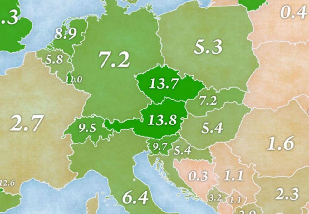 A map of most vegetarian friendly countries in Europe | indy100 | indy100