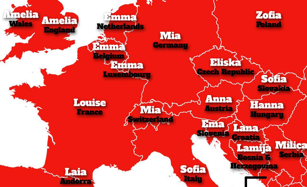 The Most Common Given Names In Europe Mapped Indy100 Indy100