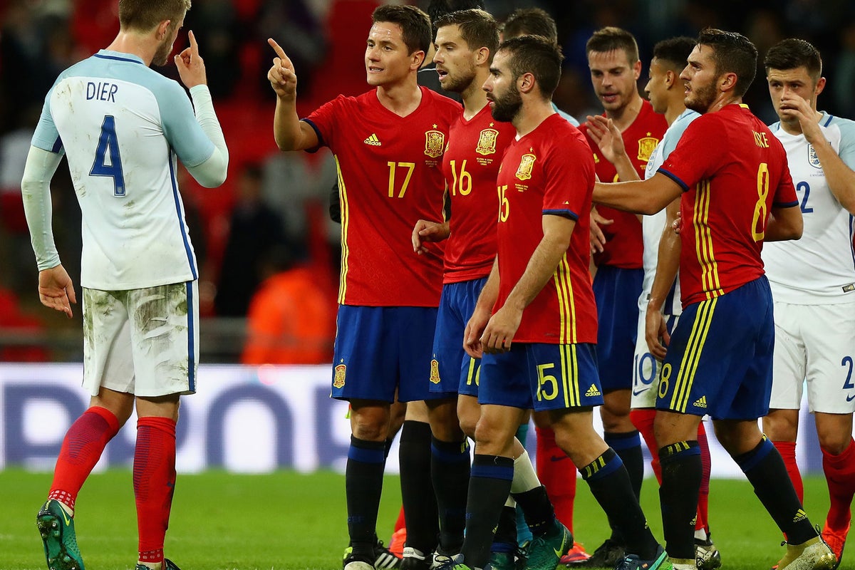 England vs Spain: Eric Dier in angry reaction to Ander Herrera after ...